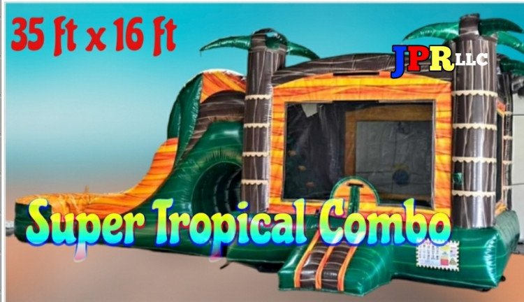 Super Tropical Bounce House with slide - Jacobs Party Rental Phoenix AZ